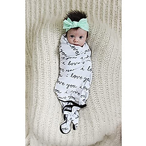 NODNAL CO. Baby Swaddle Blanket - Large Premium Viscose from Bamboo - 46in x 46in Baby Girl/Boy Infant Swaddling Wrap Receiving Blanket - Gender Neutral Baby Shower Newborn Gift (I Love You)