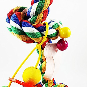SONGBIRDTH Parrot Chew Toys - Bird Parrot Pet Colorful Rope Chewing Teeth Grinding Hanging Toy Decoration Bell for Medium and Small Parrot Colorful