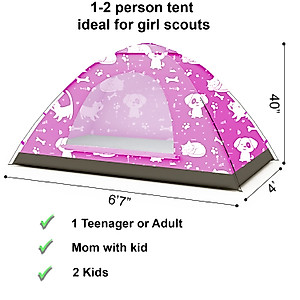 KidzAdventure 2 in 1 Play Tent for Kids | 1-2 Person Backpacking Tent | Ultralight Indoor & Outdoor Camping - Best Friends Theme