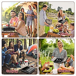 SUICGYU Portable Silverware Organizer with Lid & Handles,Utensil Holder for Countertop,Plastic Cutlery Tray for drawer,Gray,Black