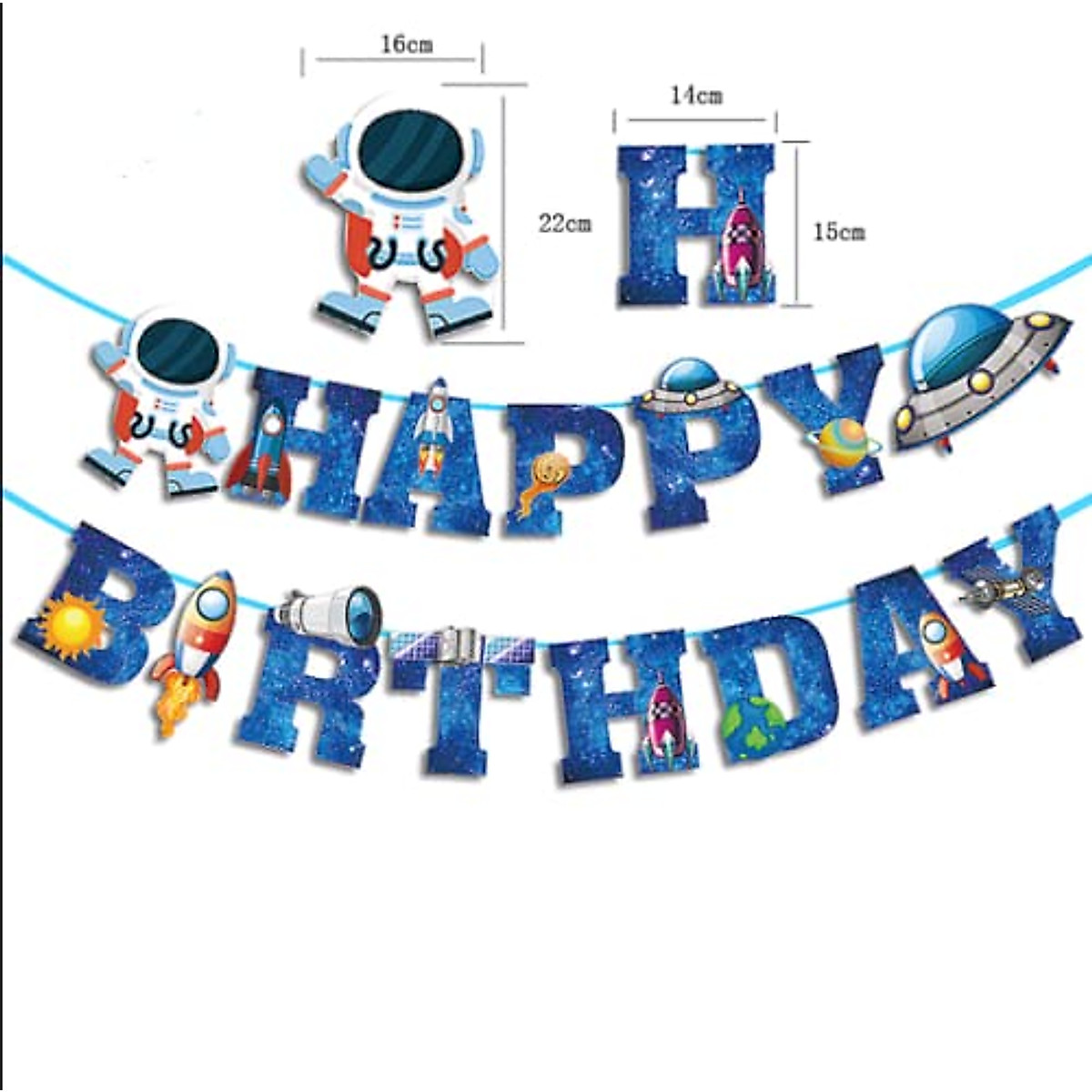 Rocket flying saucer happy birthday garland banner letter astronauts style birthday flag party decoration children spaceship galaxy birthday banner