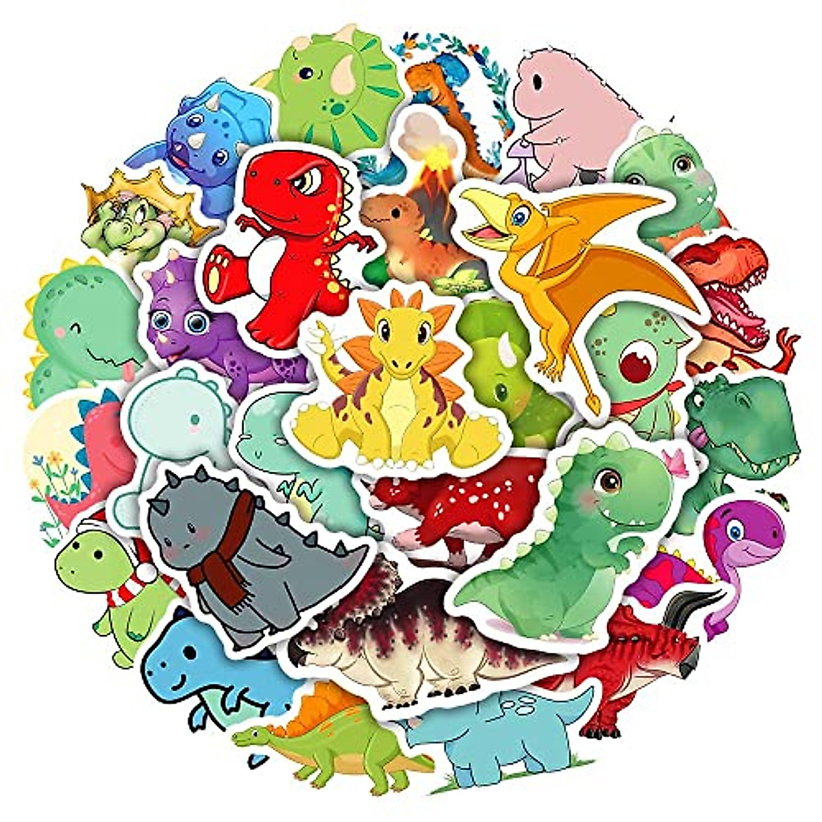100PCS Dinosaur Party Favor Stickers for Kids ，Cute Waterproof Cartoon Stickers for Water Bottle Stickers Waterproof Vinyl Hydroflask Phone Skateboard Laptop Stickers (Dinosaur)