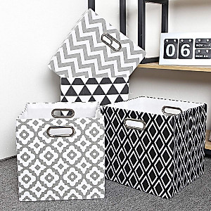 BAIST Pretty Storage Bins,Heavy Duty Square Colorful Fabric Storage Cube Bins Baskets for Playroom Bedroom Shelf,4-Pack