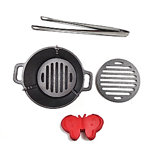 HAWOK Yakiniku Plate Cast Iron with Glass Lid mini stove set of 2………