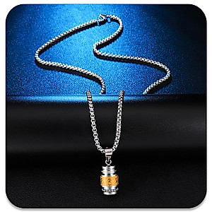 PEAS Fashion Titanium Steel Pill Locket Necklace Prayer Wheel Pendant Necklace