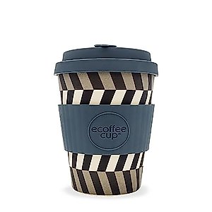Ecoffee Cup 12oz 350ml Reusable Sustainable To-Go Travel Coffee Cups With No Leak Silicone Lid Tops, Made With Natural Bamboo Fibre, Look Into My Eyes