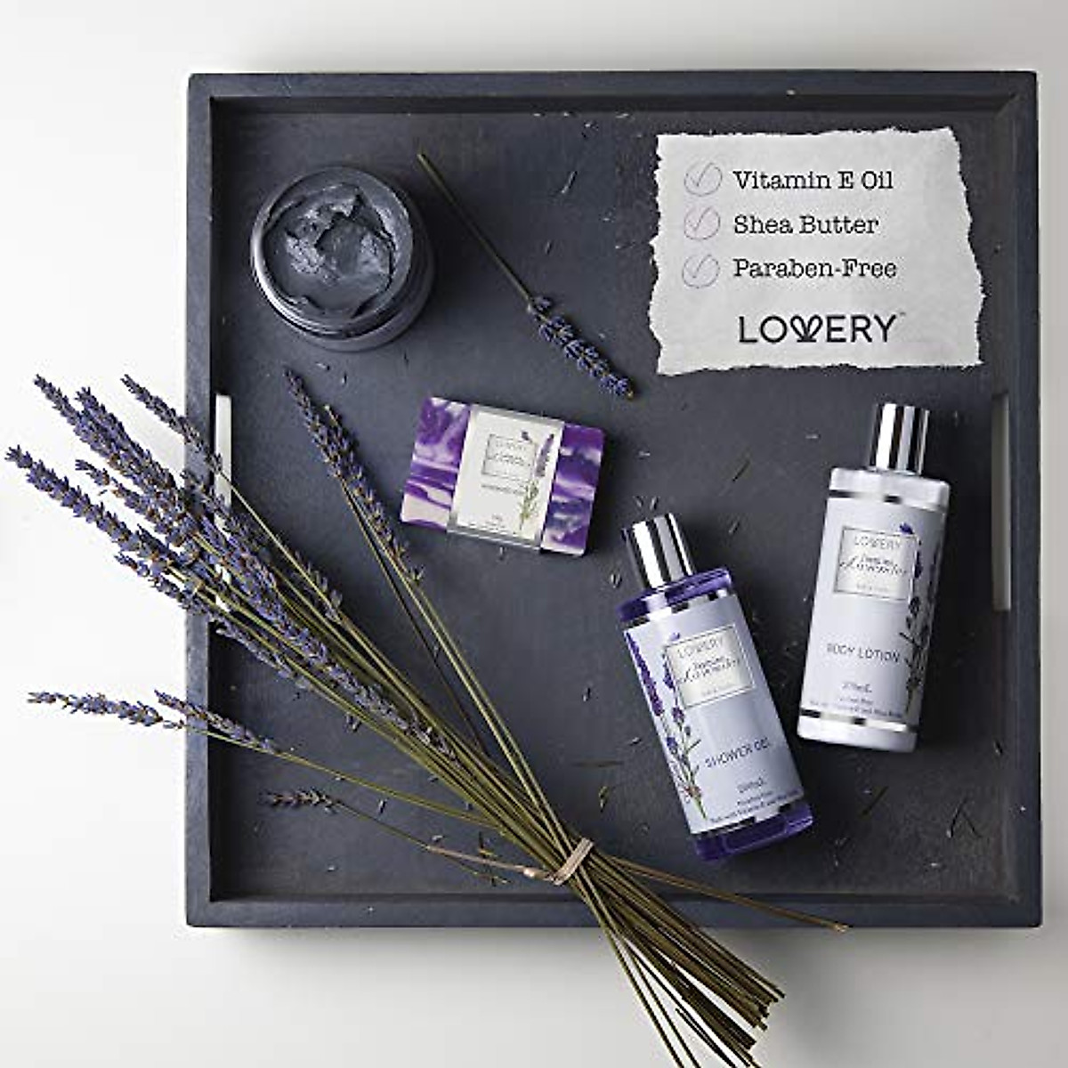 Birthday Gifts Jasmine Lavender Bath and Body Gift Set, Luxury Bath Essentials with Shea Butter - Home Spa Kit - Dead Sea Mud Mask, Shower Gel, Body Lotion & Handmade Soap in an Elegant Tin Box