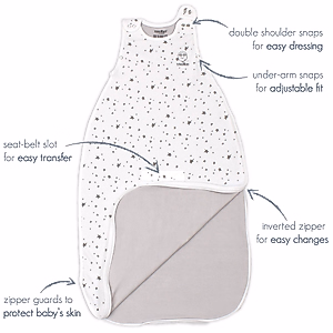 Woolino 4 Season Toddler Sleeping Bag, Merino Wool and Organic Cotton Baby Sleep Bag Sack, 2-4 Years, Space (Glow In The Dark)