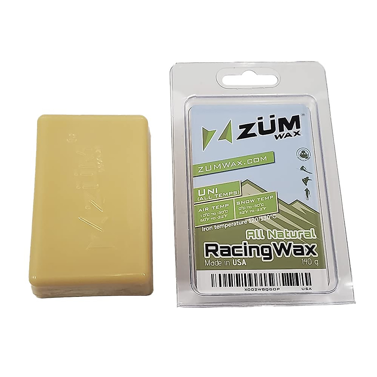 ZUMWax Ski/Snowboard/Nordic/Cross-Country Racing Wax Bundle - Universal Natural Iron ON & RUB ON Waxes