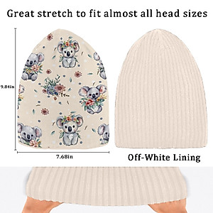 Naanle Floral Koalas Mens Womens Beanie Hat Stretch Slouchy Warm Knit Winter Hats Skully White Beanie Women Ski Beanies Cap