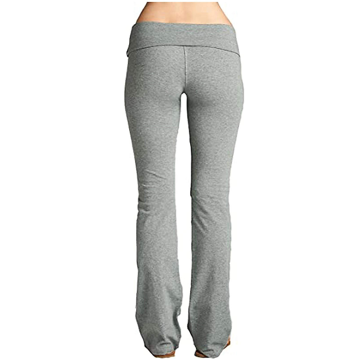 CTRLZS Fold Over Waist Bootcut Yoga Pants for Women Plus Size Tummy Control Stretch Comfy Workout Running Bootleg Flare Pants(Grey,Small)