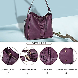 Montana West Womens Purses and Handbags Crossbody Hobo Bags Leather Shoulder Satchel Purses for Women Purple