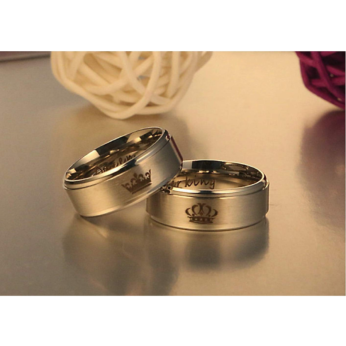 Blowin Her King Silver Stainless Steel Wedding Band Anniversary Engagement Promise Ring 6mm (His Size 8)