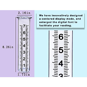 BIUWING 7" Capacity Glass rain Gauge Replacement Tube for Outdoors Yard Garden with Lip, Best Rated, Easy to Read (2 pcs)