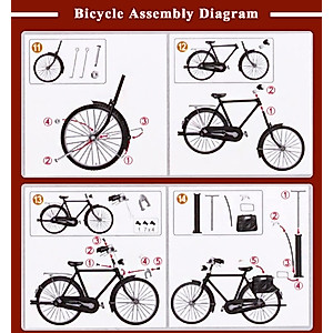 Japelessor 51 PCS Retro Bicycle Model Ornament for Kids - DIY Bicycle Model Assembled (B-Green)