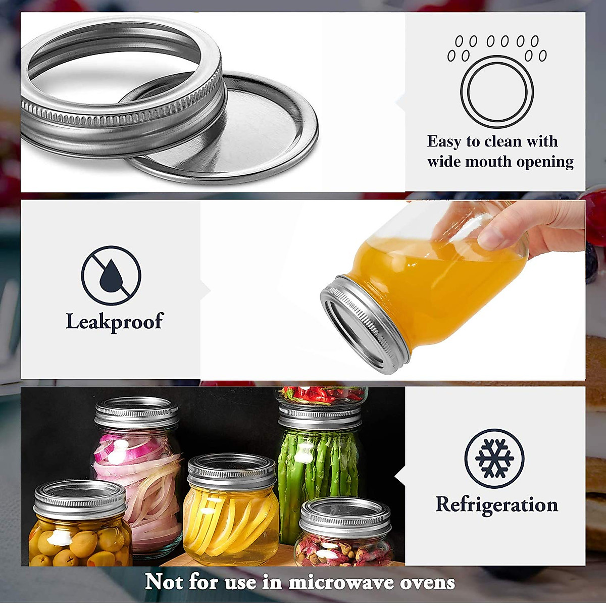 Accguan 12oz / 350ml Mason Jars with Airtight Lids, Glass Jar With Regular Lids, Clear Glass Jar Ideal for Jam,Honey,Wedding Favors,Shower Favors, Set of 20