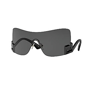 Versace VE2240 40MM 125687 Grey/Dark Grey Shield Sunglasses for Women + BUNDLE With Designer iWear Eyewear Kit