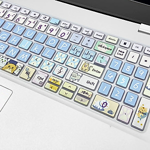 WSLUCKO Keyboard Cover Skin for 2021 2020 2019 Dell Inspiron 15 5501 5502 5505 5508 5584 5590 5593 5598 15.6" / Inspiron 15 7000 7590 7591 7501 7506 7706 7790 / Vostro 7590 5590 7500, Cute Cat