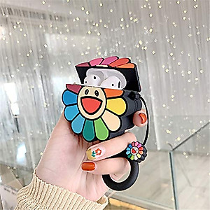 Besoar Sun Flower for Airpod 1/2 Case, Cartoon Cute Fashion Cool Silicone Design Hypebeast Cover for Airpods, Unique Stylish Kawaii Funny Fun Trendy Shell Girls Women Girly Boys Cases Air Pods 2&1