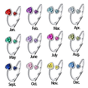 S925 Sterling Silver October Birthstone Rings for Women Sisters BBF - Adjustable Pink Heart Pomise Knuckle Ring for Teens - Birthday Thanksgiving Day Christmas Valentine's Day Party Gifts Jewelry