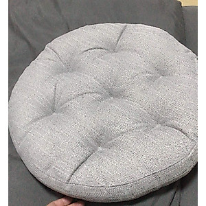 Tourequi Modern Simple Round Cotton and Linen Chair Cushions Thicken Striped Chair Pads (Solid Grey, M)