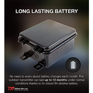 Dakota Alert Driveway Alarm System - DCRH-4000 with One Mile Wireless Range- DCR-4000 Receiver & DCHT-4000 Transmitter Box with 25' Rubber Hose, Drive Thru Sensor & Signal