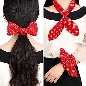 2 Pieces Polka Dot Headband Bandana Headband 50s Costume Hair Accessories Bows Wide Headwrap for Women and Girls (Red,Small Dots)