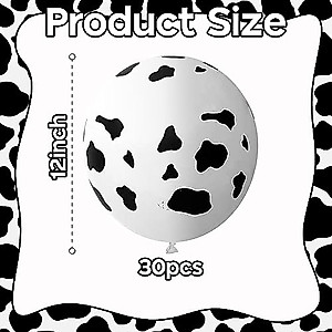Cow Print Balloons, 30 Pcs Cute Cow Latex Balloons for Kids Party, Black White Western Cowboy Cowgirl Balloons for Boys Girls Farm Theme First Rodeo Birthday Baby Shower Party Decorations Supplies