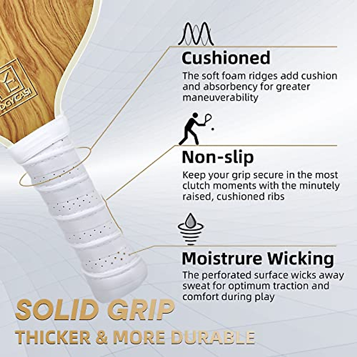 13 mm Pickleball Paddles Set of 2, 2023 USAPA Approved, Carbon Fiber Surface (CHS), Polypropylene Honeycomb Core, Anti-Slip Sweat-Absorbing Grip, 4 Pickleball, Portable Carry Bag (Wood Grain)