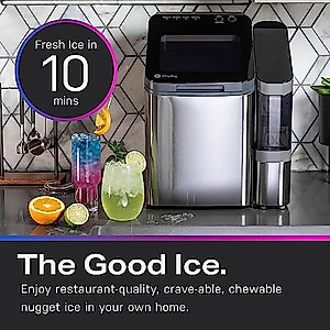 GE Profile Opal 1.0 Nugget Ice Maker| Countertop Pebble Ice Maker | Portable Ice Machine Makes up to 34 lbs. of Ice Per Day | Stainless Steel Finish