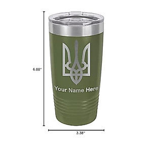 LaserGram 20oz Vacuum Insulated Tumbler Mug, Flag of Ukraine, Personalized Engraving Included (Camo Green)
