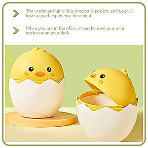 Gadpiparty Tiny Trash Bin Cute Duck Shape Trash Bin Cartoon Desktop Trash Can with Lid Flipping Lid Small Wastebasket for Office Kids Bedroom Dorm Home
