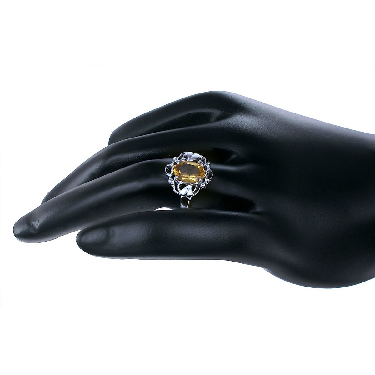 VIR JEWELS 1.60 cttw Citrine Ring .925 Sterling Silver with Rhodium Plating Oval Shape Size 8