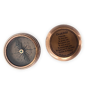 Gift for Godchild Compass | Godson Goddaughter - I Promise to Love You Baptism Gifts Christian Communion Confirmation Christmas Birthday Gifts for Boys Girls Kids (with Leather Case)