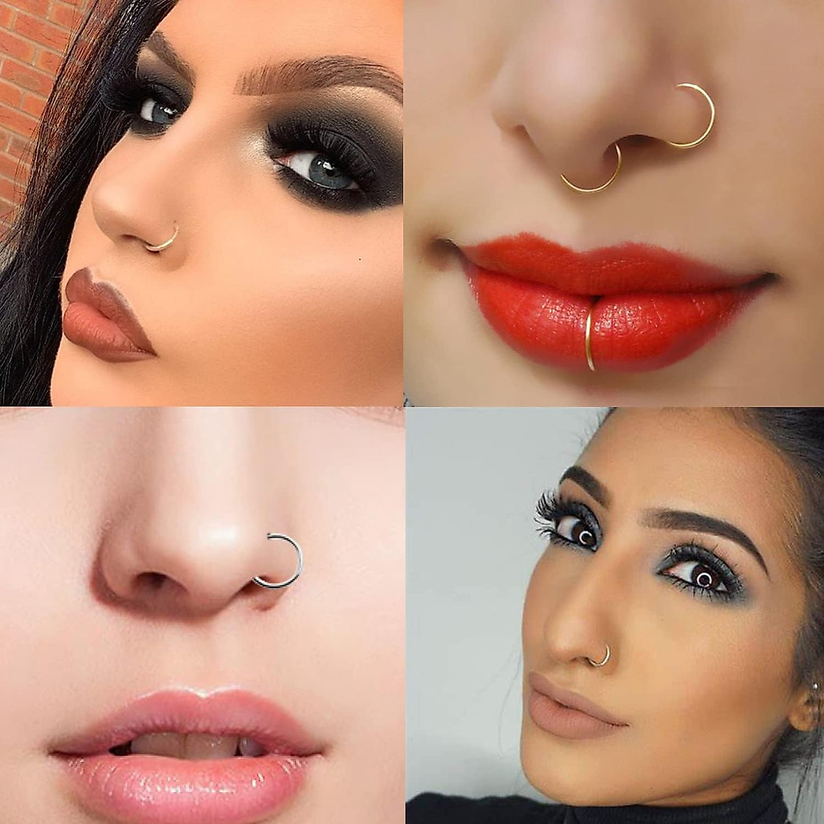 AVYRING 22G or 20G Nose Rings Hoop Stainless Steel Nose Nostril Septum Rings Lip rings Medusa Piercing Jewelry