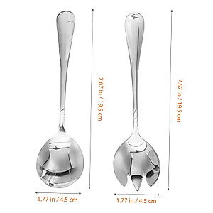 HOMSFOU Salad Spoons 2pcs s Serving Forks Appetizer Fork Salad Spoon Serving Spoon Salad Serving Utensils Korean Spoon Stainless Steel Fork Spoon Salad Fork European Style Ice Cream Child