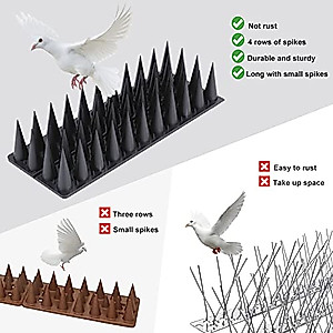 JOROMIT Bird Spikes, 20 Packs 23 Ft Bird Deterrent Spikes Strips Bird Spikes for Small Birds Deterrent Spikes for Fences and Roof to Keep Birds Away