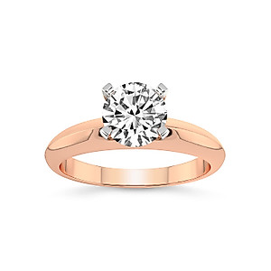 1 Carat | IGI Certified Round shape Lab Grown Diamond Engagement Ring For Women | 14K Or 18K in White, Yellow Or Rose Gold | Eloise Solitaire Knife Edge Diamond Ring |FG-VS1-VS2 Quality Friendly Diamonds Engagement Ring