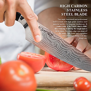 YeShef 8 Inch Japanese Chef Knife - Professional Stainless Steel Kitchen Knife, Chef's Knives with Ergonomic Handle - Strong, Sharp Edge - Tool for Cutting, Carving, Slicing - Luxury Gift Box