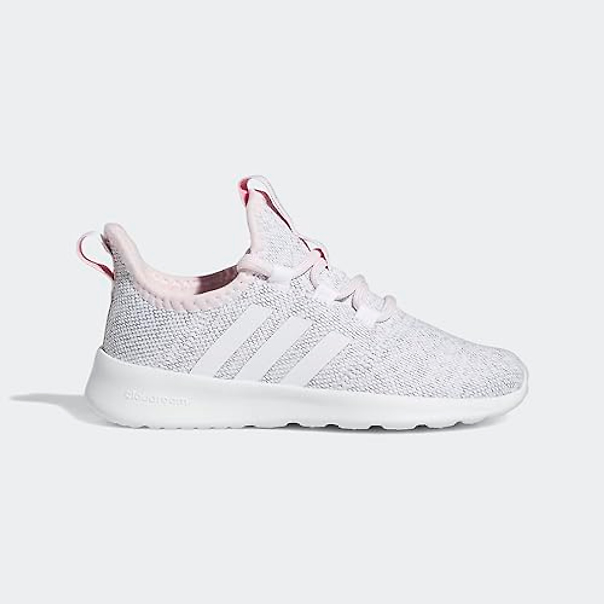 adidas Cloud Foam-Pure Running Shoe, White/White/Clear Pink, 4 US Unisex Big Kid