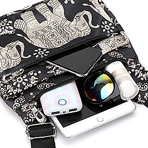 STUOYE Nylon Multi-Pocket Crossbody Purse Bags for Women Travel Shoulder Bag (Elephant)