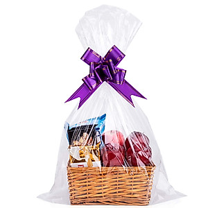 Awpeye Cellophane Bags 25 Pack, Cellophane Gift Bags, Cellophane Wide Clear Bags For Mugs, Wine Bottles And Small Baskets 2 Mil Thick