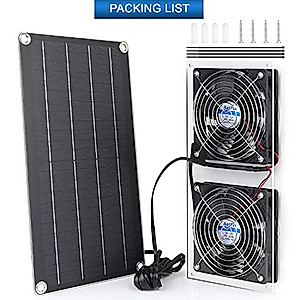 Solar Panel Fan Kit, AntPay 10W Weatherproof Dual Fan with 11Ft/3.5m Cable for Small Chicken Coops, Outside, Greenhouses, Sheds,Pet Houses, Window Exhaust