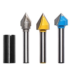 Genmitsu 1/4'' V Grooving Router Bit Set, 60 Degree & 90 Degree CNC Router Bits, 3D V Shape Milling Wood Cutter Knife CNC Engraving Router Bit, VG03A