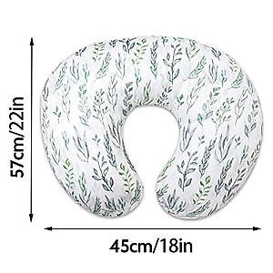 DILIMI Nursing Pillow Cover Stretchy Removable Cover for Breastfeeding Pillows, Ultra Soft Comfortable Slipcover for Baby Girl and Boy, Green Leaf