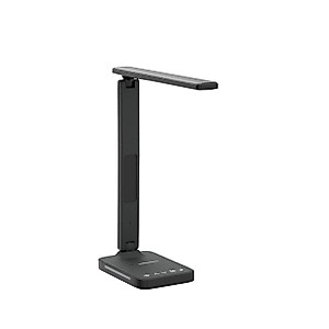 Banrterd Desk Lamp, LED Desk Lamp with Wireless Charger, USB Charing Port, Desk Lamps for Home Office, Dimmable Eye-Protecting Desk Light with Night Light, Digital Alarm Clock, Temperature, Black