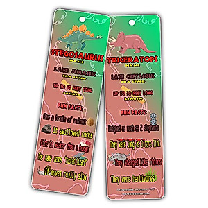Dinosaur Fun Facts Bookmark Cards for Kids (12-Pack) - Jurassic World Bookmarker - Excellent Party Favors Teacher Classroom Reading Rewards and Incentive Gifts for Young Readers Kids Boys and Girls