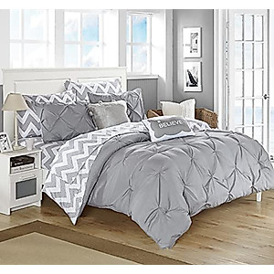 Chic Home 9 Piece Louisville Bedding Set, Full, Grey