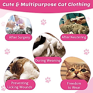 Ambreview Cat Recovery Suit for Female Cat, Kitten Recovery Onesie for Abdominal Wounds and Skin Diseases, Alternative Cone E-Collar Spay Suits for Cats After Surgery (Pink, S)