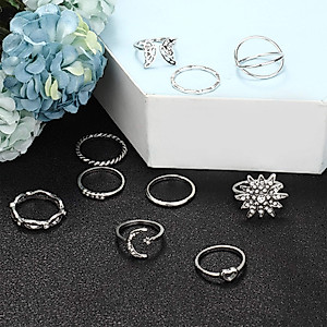 JOERICA 70PCS Knuckle Rings for Women Stackable Joint Midi Finger Ring Set Silver Tone
